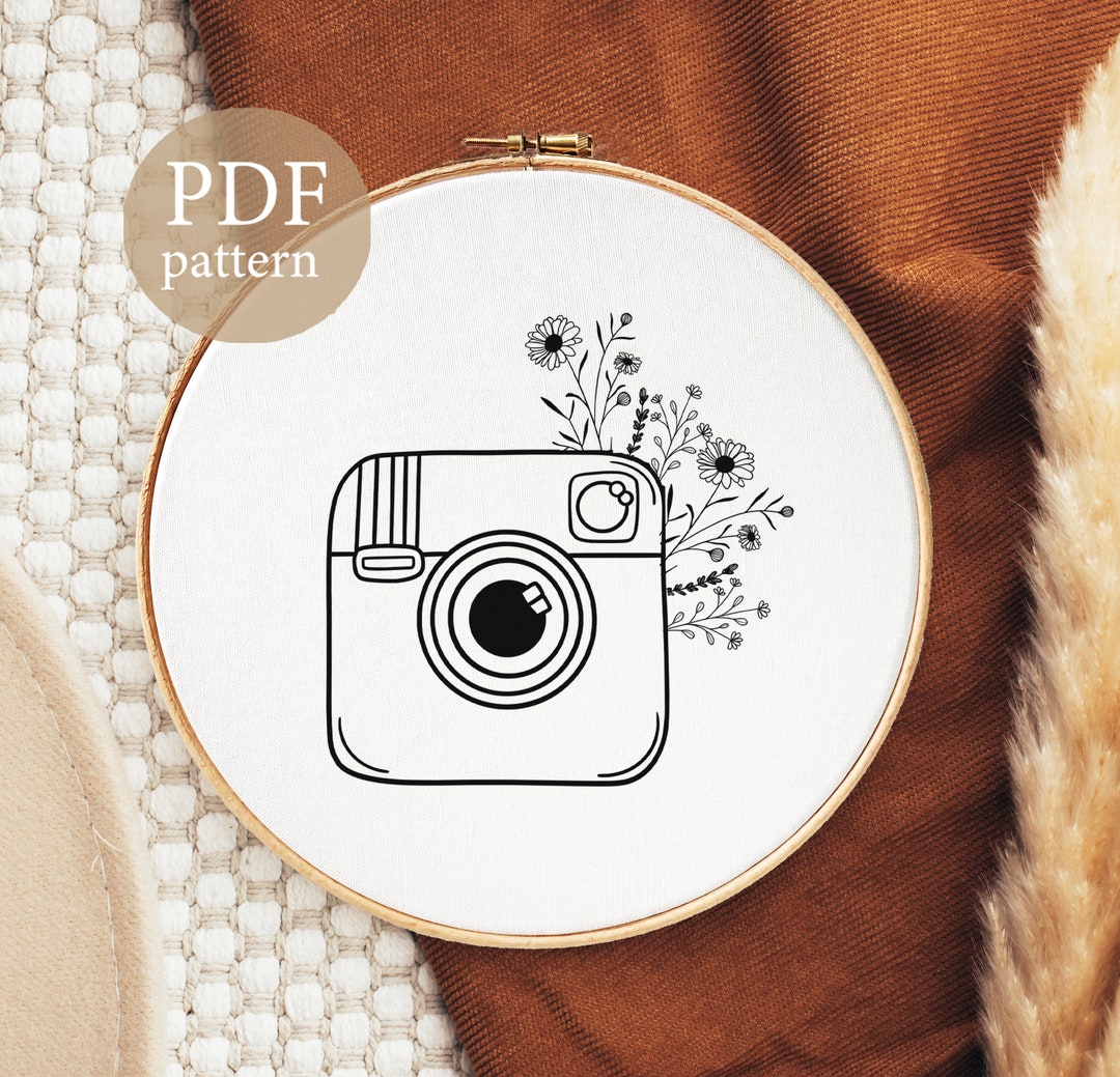 Modern Camera Hand Embroidery Pattern Floral Camera Pattern - Etsy