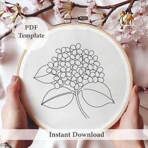 Hydrangea Embroidery Pattern Bouquet Embroidery Flower Embroidery ...