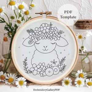 Sheep Embroidery Pattern: Floral Beginner Needlepoint (digital Download ...