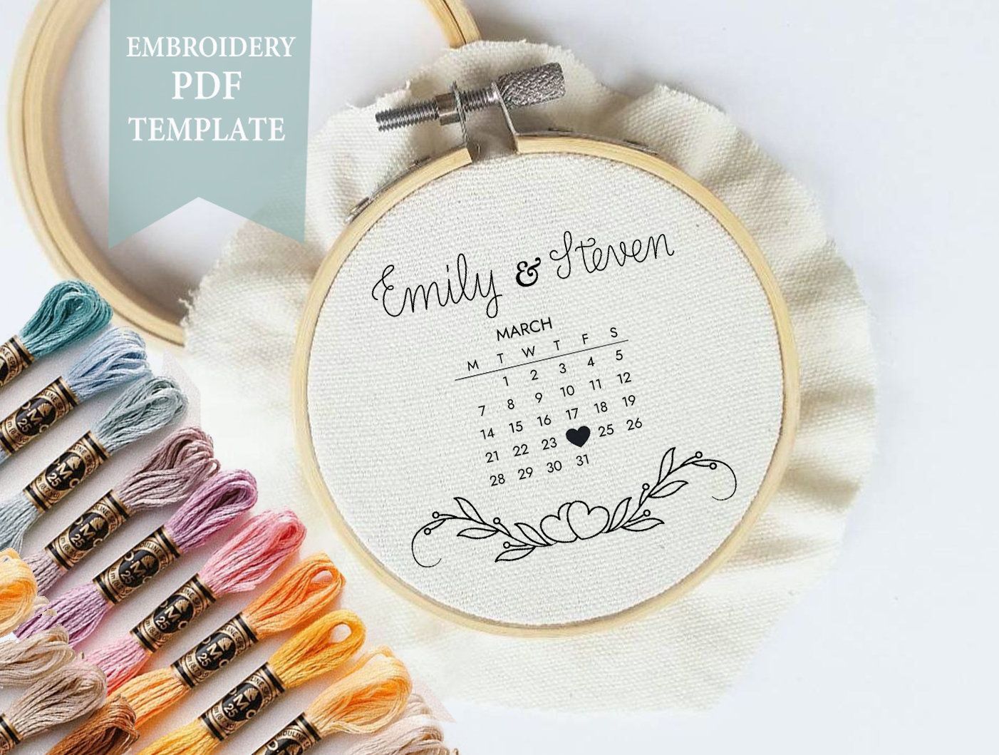 Personalized Calender Hand Embroidery Floral Embroidery Name | Etsy
