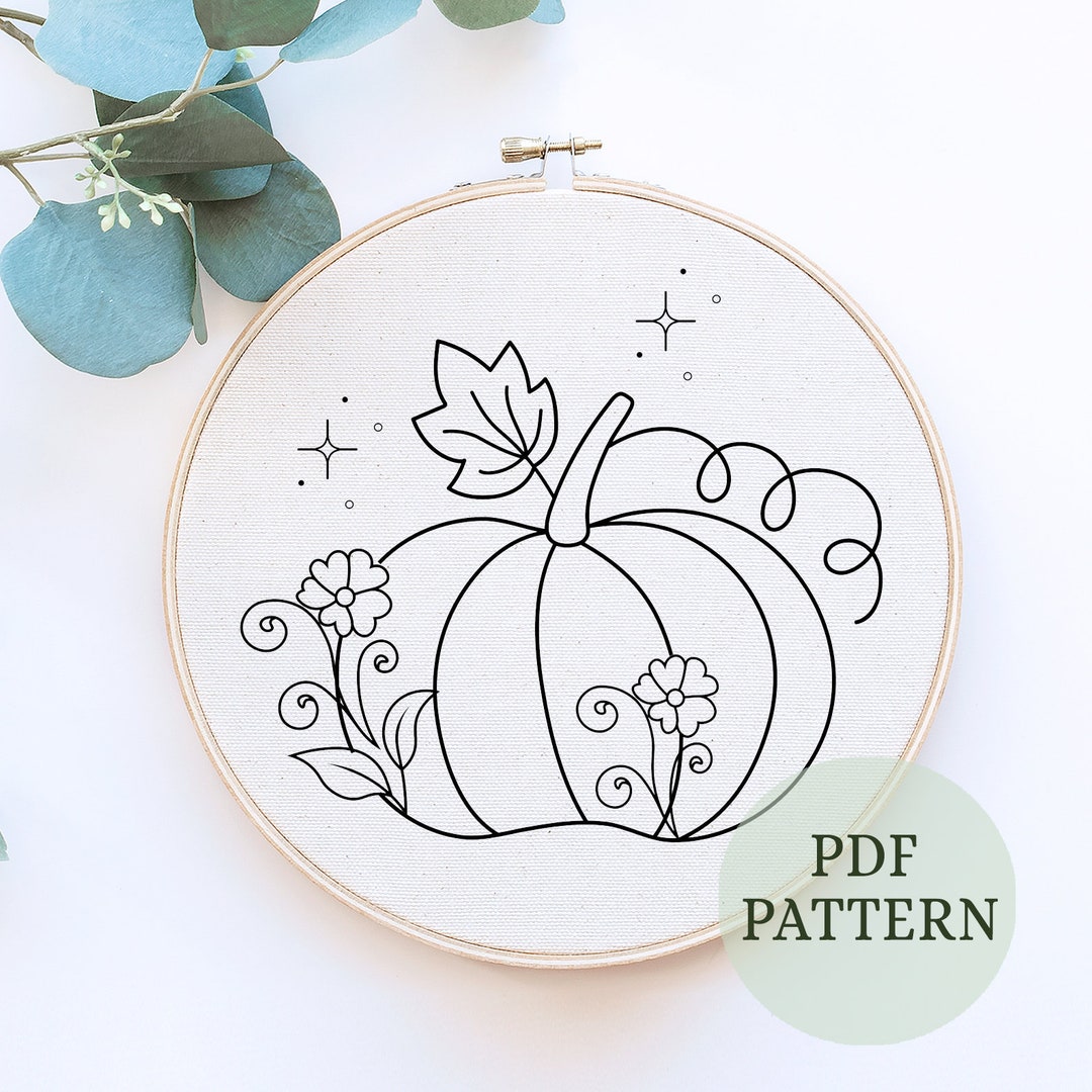 Pumpkin Embroidery Pattern,fall Embroidery Template, Thanksgiving ...