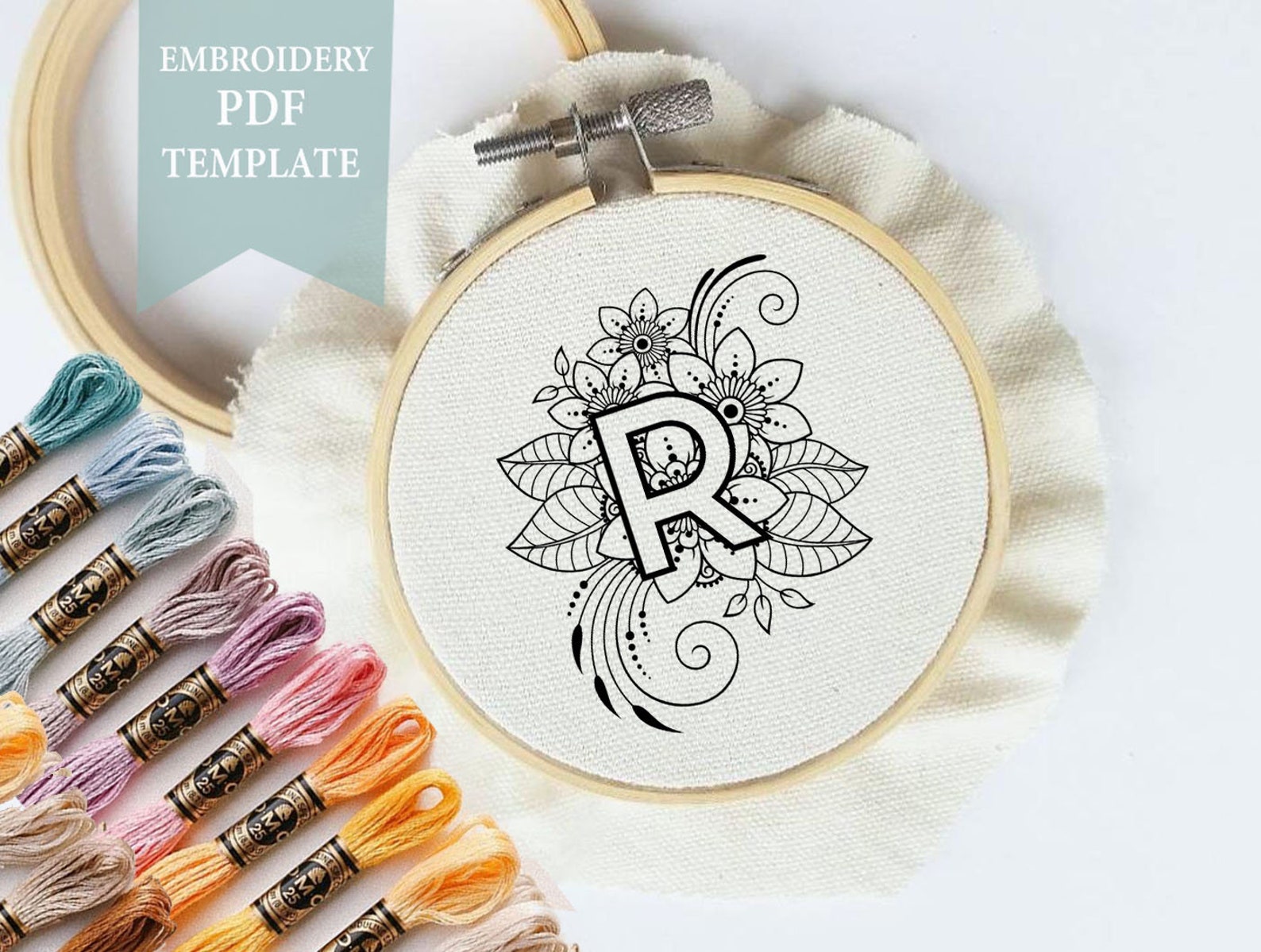 Floral Letter Hand Embroidery Pattern / Digital PDF Download / - Etsy