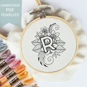 Floral Letter Hand Embroidery Pattern / Digital PDF Download / Instant ...