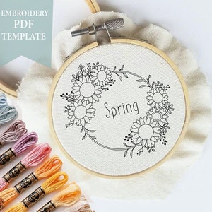 Sunflower Half Wreath Hand Embroidery Pattern Hand - Etsy