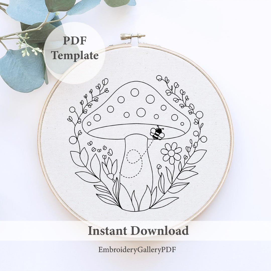 Forest Mushroom Hand Embroidery Pattern: Autumn Foliage DIY (PDF ...