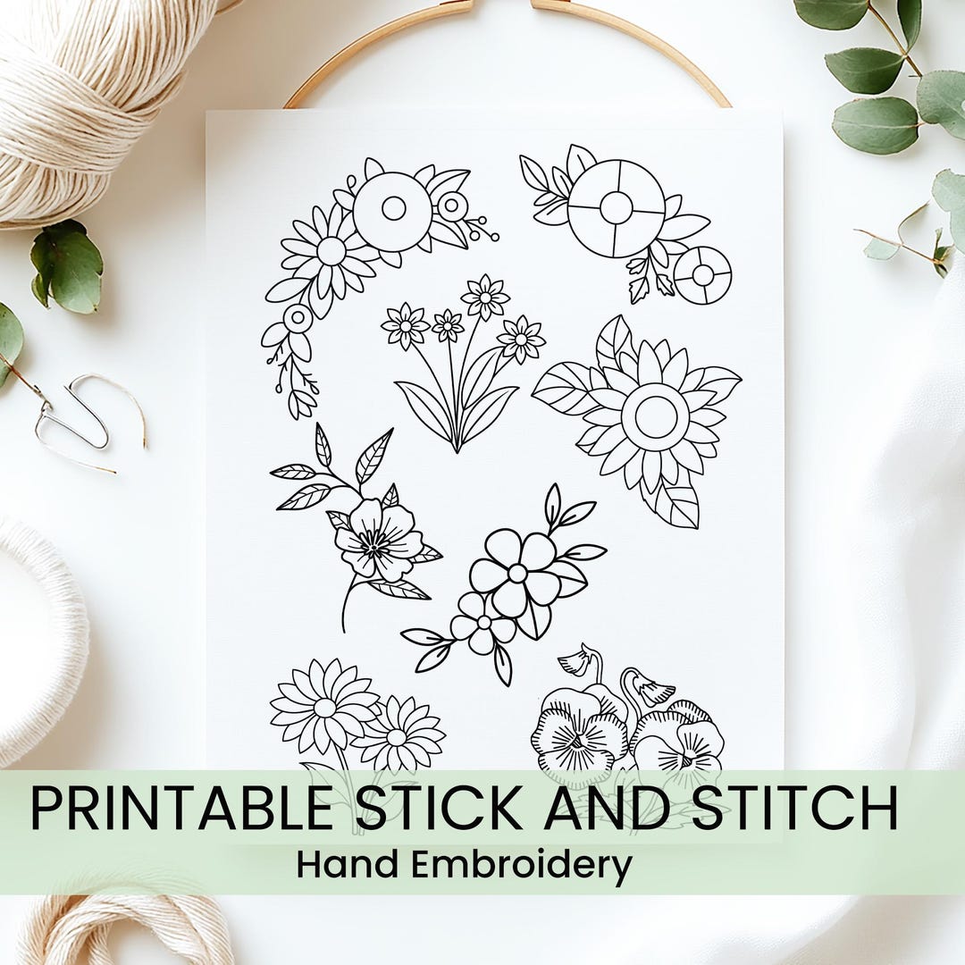 Floral Embroidery Patterns: DIY Flower Patch Designs (PDF Pattern) - Etsy