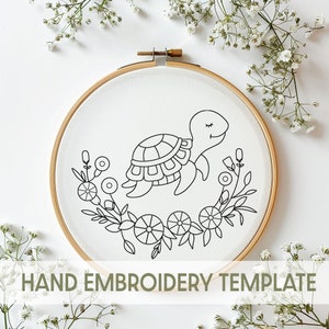 Sea Turtle, Hand Embroidery Template, PDF Digital File, DIY Hoop Art ...