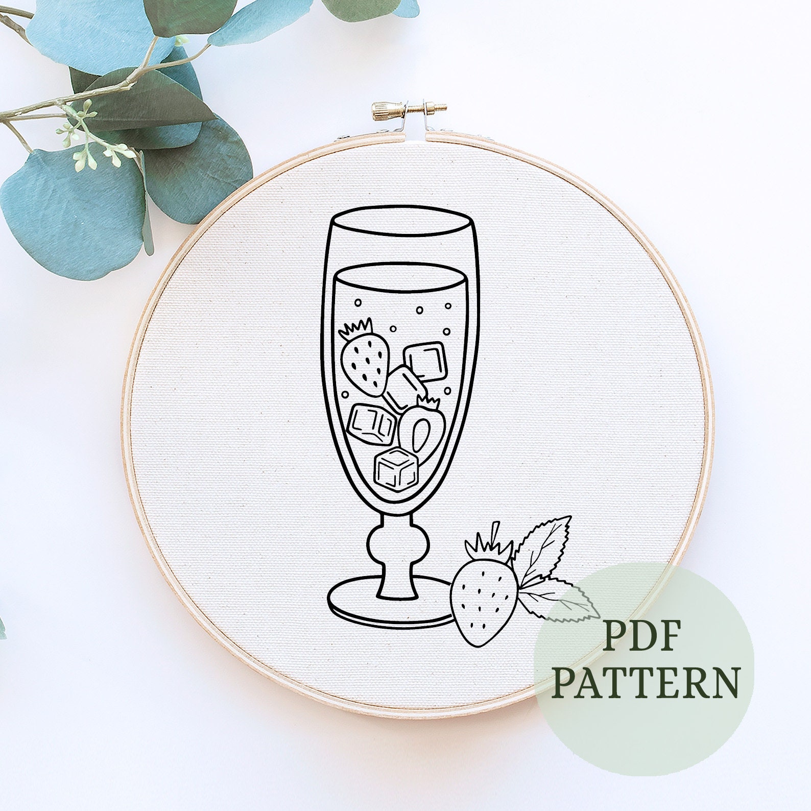 Cocktail Embroidery Pattern: Summer Drinks, Citrus Design (PDF Pattern ...