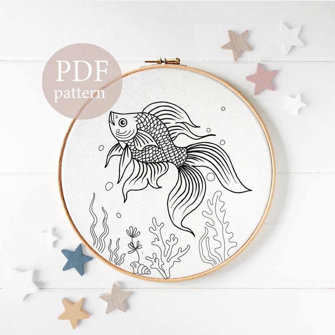 Goldfish Embroidery Pattern Fish Embroidery Fish Hoop Art - Etsy