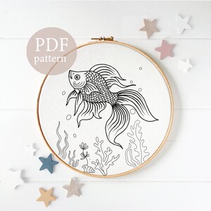 Goldfish Embroidery Pattern, Fish Embroidery, Fish Hoop Art, PDF ...