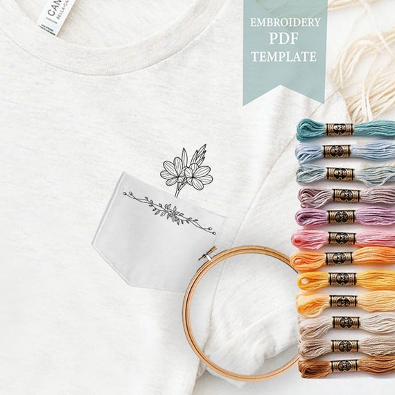 Pocket Flower Embroidery Pattern Spring Embroidery Pattern - Etsy