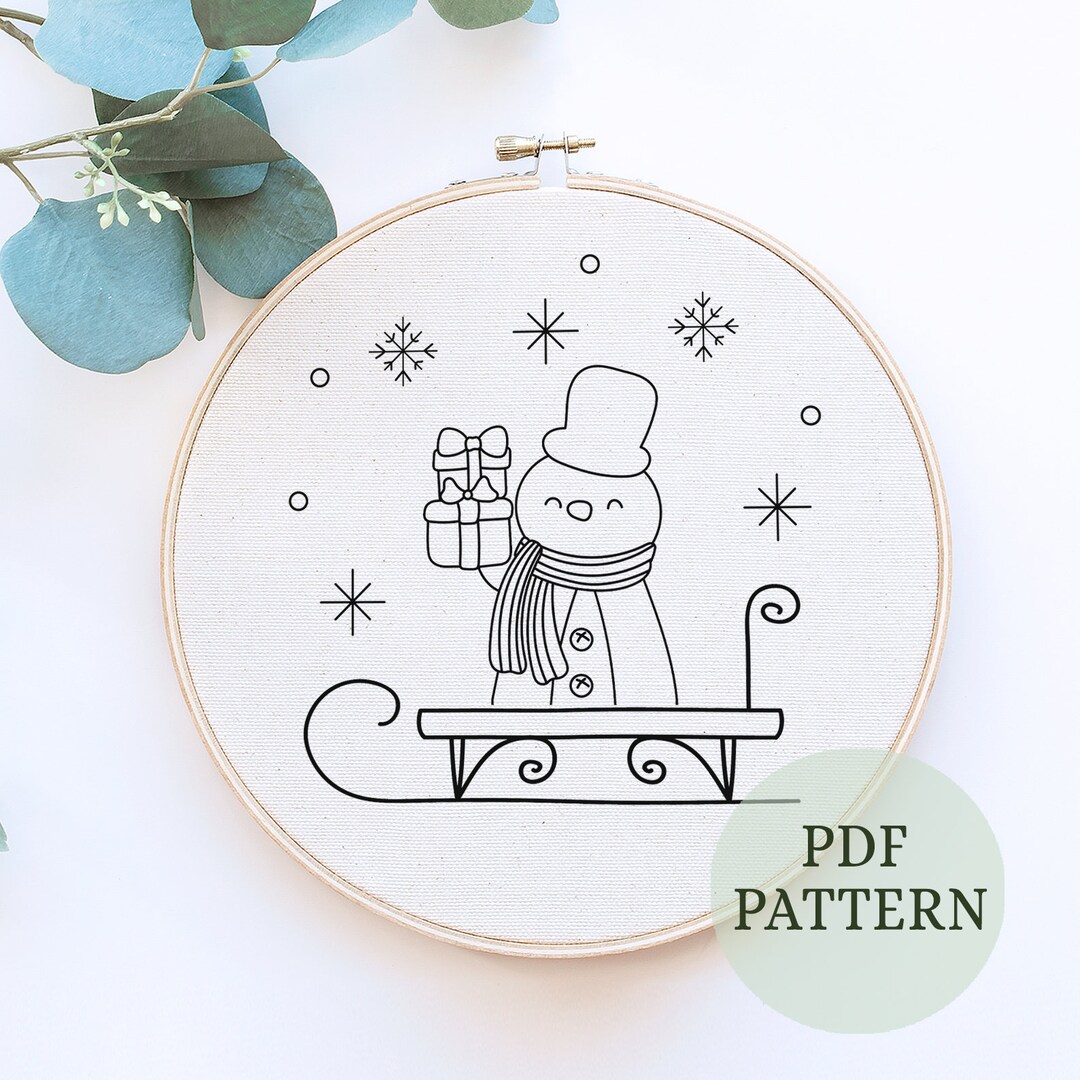 Snowman Embroidery Pattern Christmas Hand Embroidery Winter Hoop Art ...