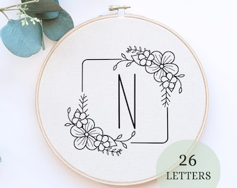 Floral Alphabet Letter A Hand Embroidery Pattern Design PDF Digital ...