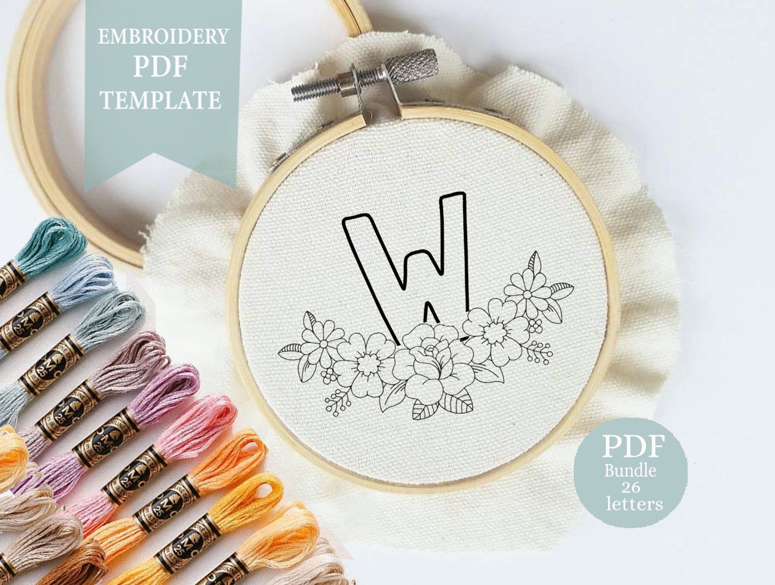 Alphabet Letter Hand Embroidery Pattern Digital PDF Download - Etsy