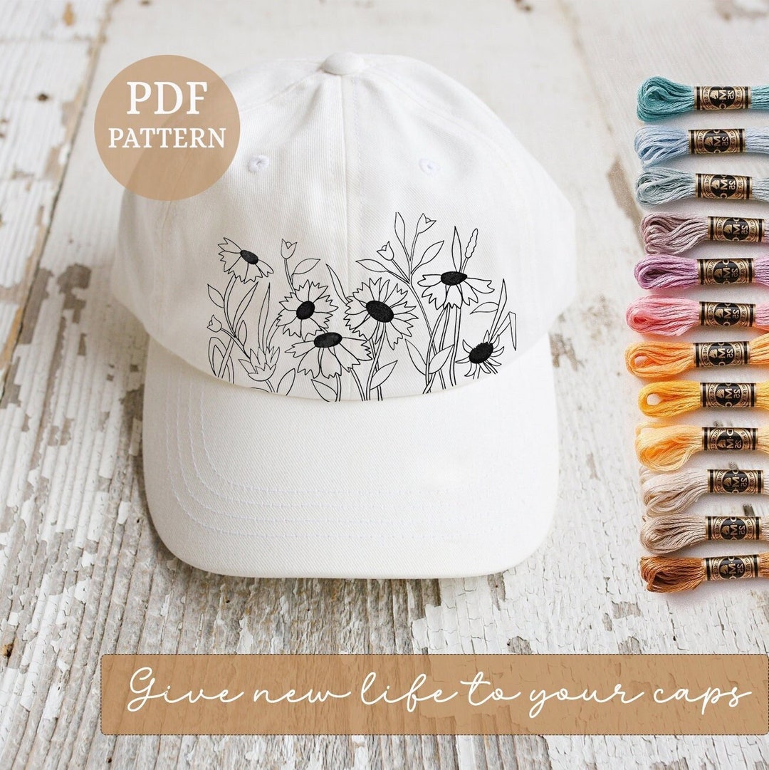 PDF Digital Pattern, Sunflowers Baseball Cap DIY, Thread Unraveled, T ...