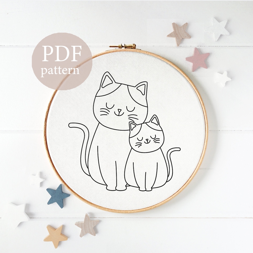 Cats Embroidery Pattern Hand Embroidery Pattern in PDF DIY - Etsy