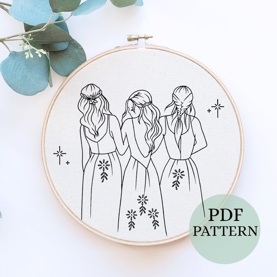 Best Friends Design, Sisters Design, for Hand Embroidery, Instant ... Best Friends Design, Sisters Design, for Hand Embroidery, Instant ...