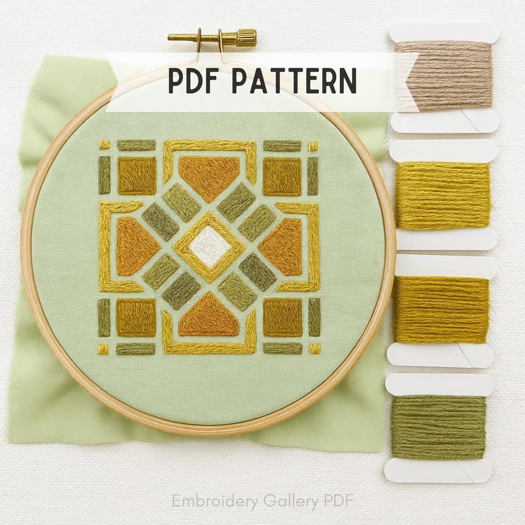 Geometric Square Hand Embroidery Pattern: Modern Pastel Design (PDF ...