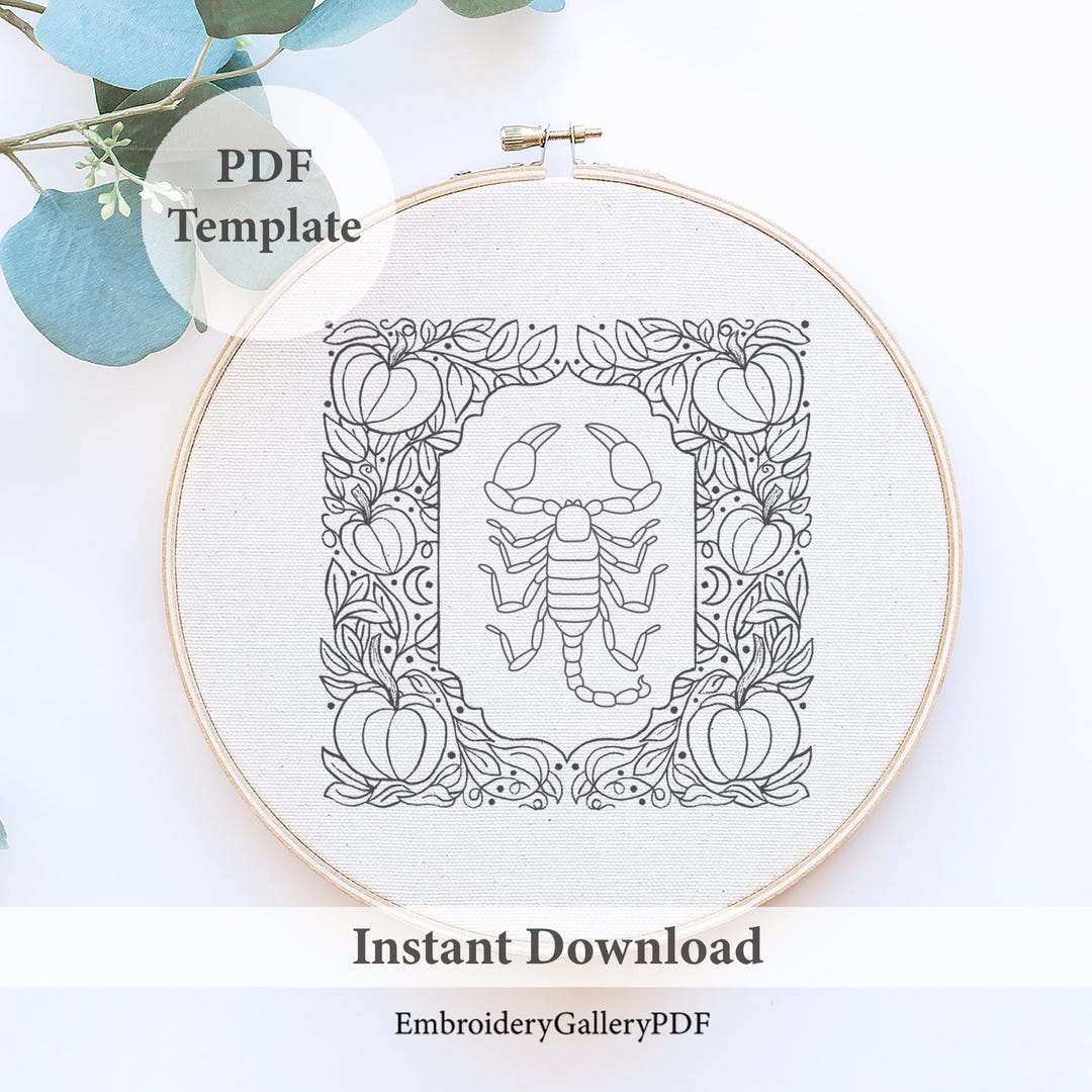 Autumn Scorpion Embroidery Pattern Download, Insect Embroidery ...