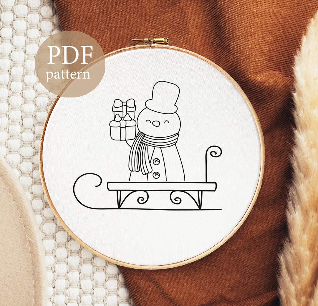 Snowman Embroidery Pattern Christmas Hand Embroidery Winter - Etsy