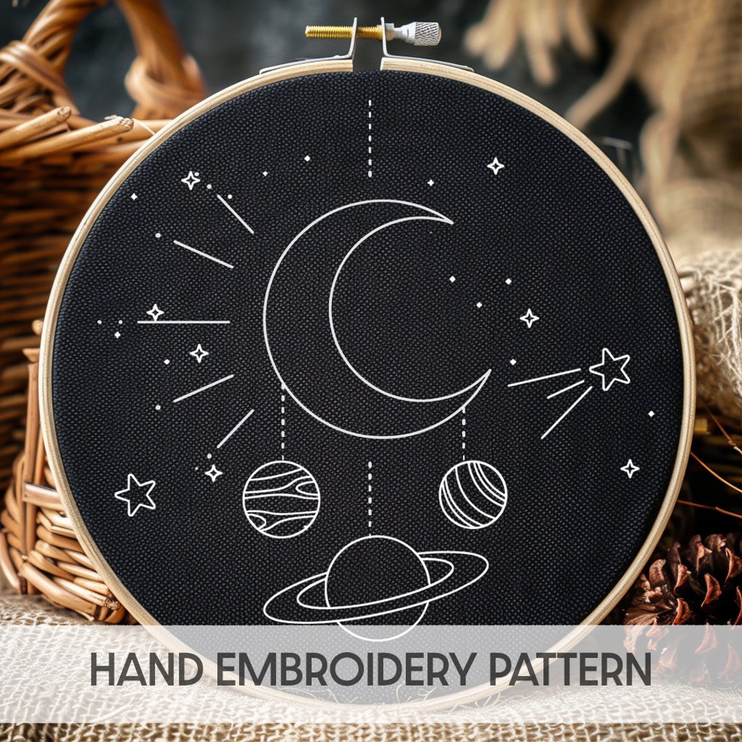 Solar System Embroidery Art, Universe Embroidery, Planets Embroidery, Space Embroidery, Star ...