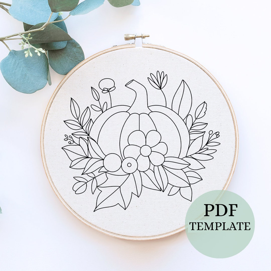Autumn Pumpkin Hand Embroidery Pattern, Pumpkin Pattern, Halloween ...