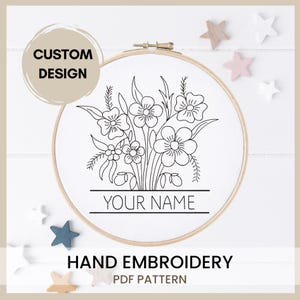 Personalized Botanical Initials PDF Hand Embroidery Pattern / Custom ...