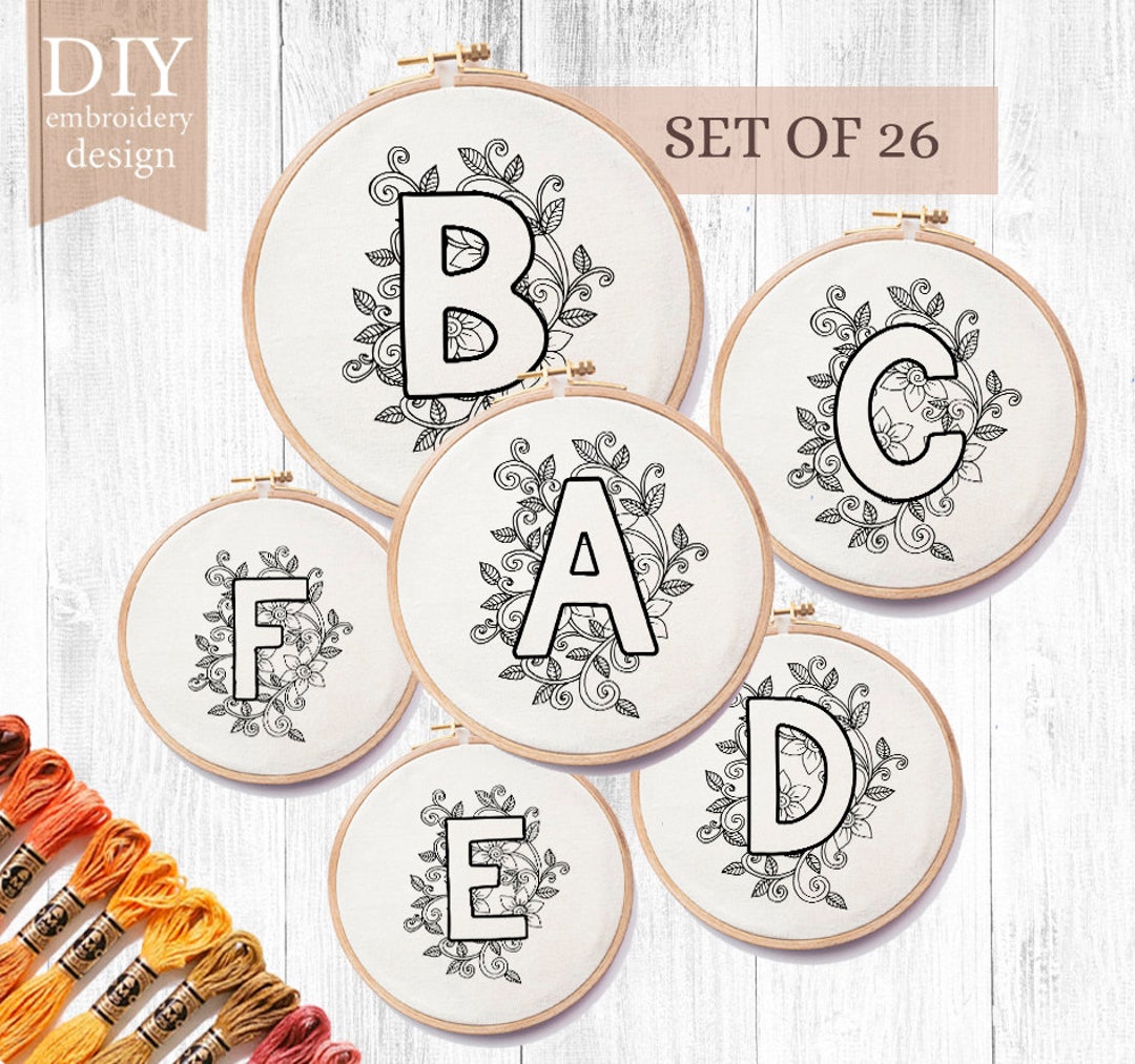Alphabet Embroidery Letter Embroidery Floral Embroidery - Etsy
