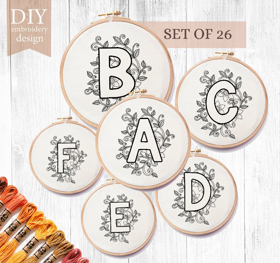 Alphabet Embroidery Letter Embroidery Floral Embroidery - Etsy