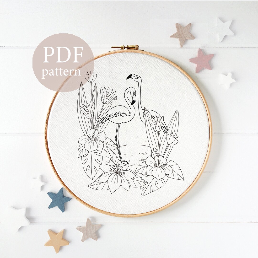 Anatomical Flamingo Hand Embroidery Pattern Summer Embroidery - Etsy