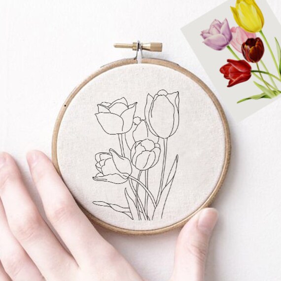 Hand Embroidery PDF Pattern Tulip Bouquet Digital Download. | Etsy