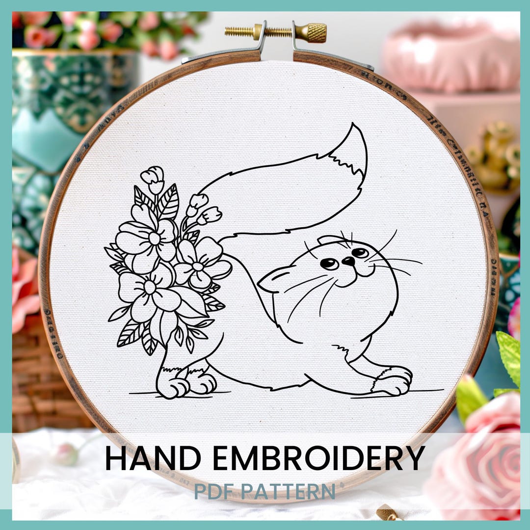 Set of 2 Cats Embroidery Pattern, Cats Silhouette Embroidery PDF ...
