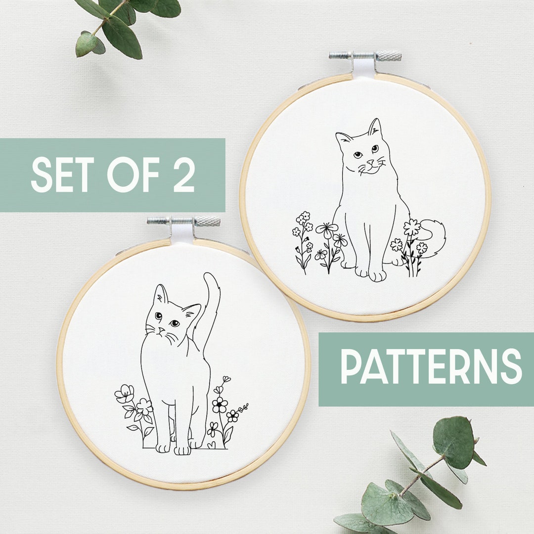 Cute Cat Embroidery BUNDLE, Kitten Embroidery, Gift for Cat Lover ...