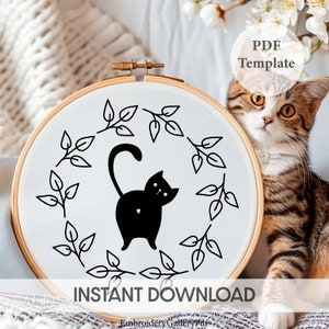 Cute Cat Embroidery Pattern, PDF Download, Stitching, DIY Modern ...