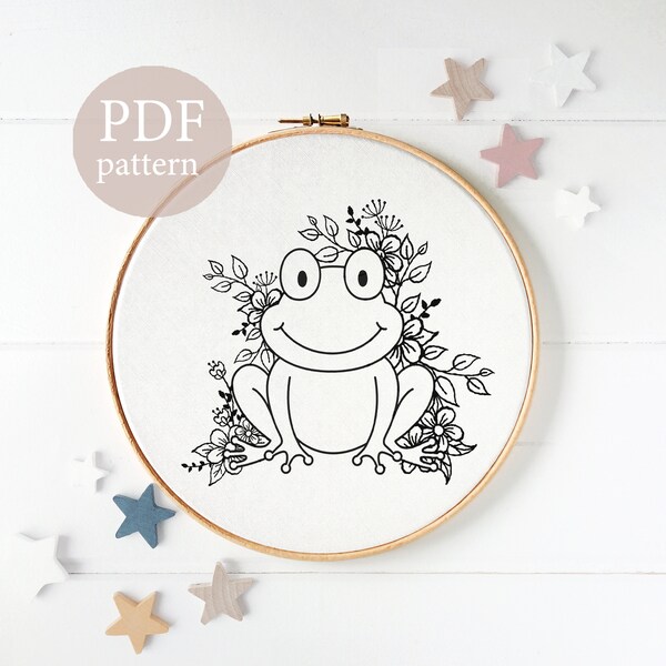 Frog Embroidery - Etsy