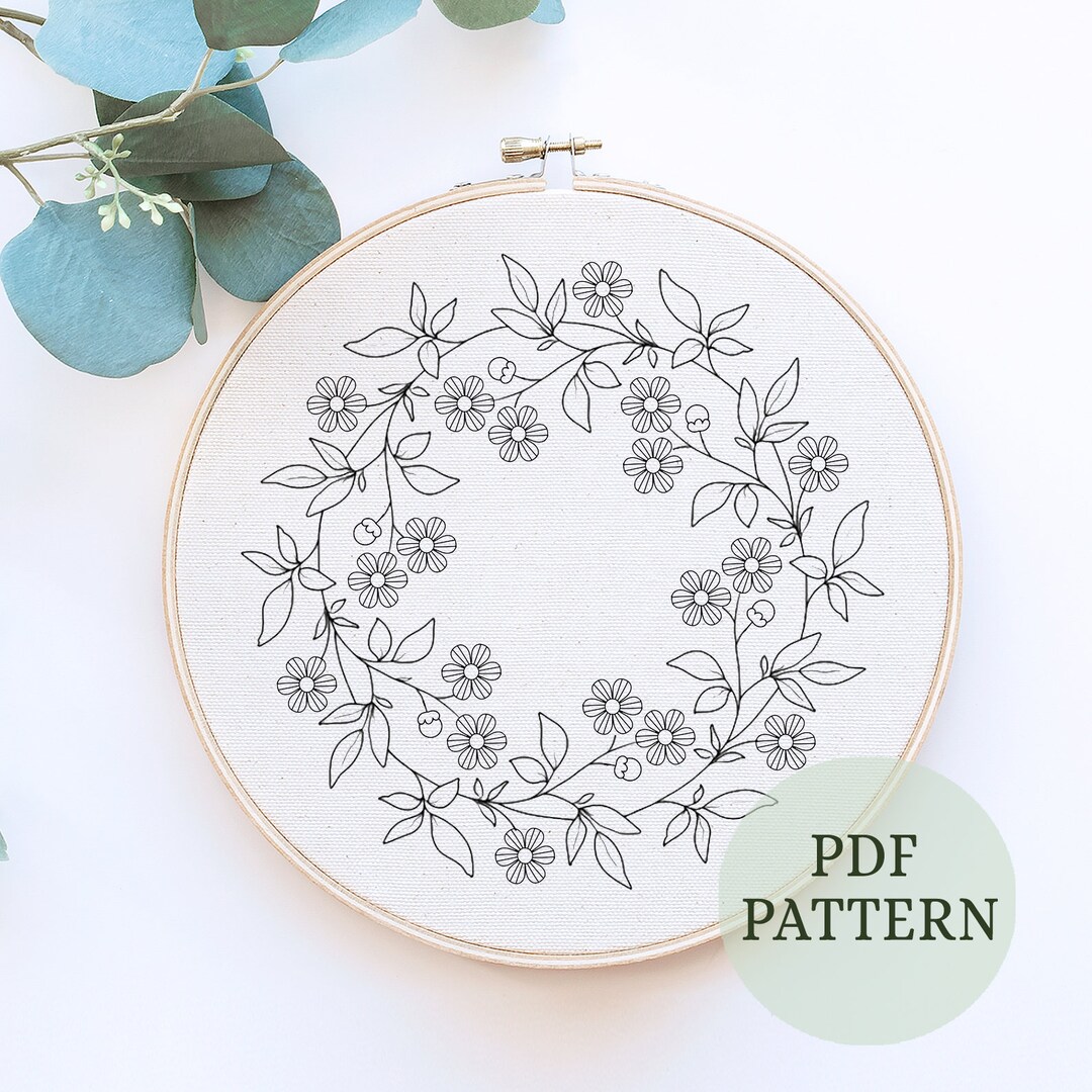 Flower Pattern Embroidery, Instant Download, Floral Embroidery Hoop Art ...