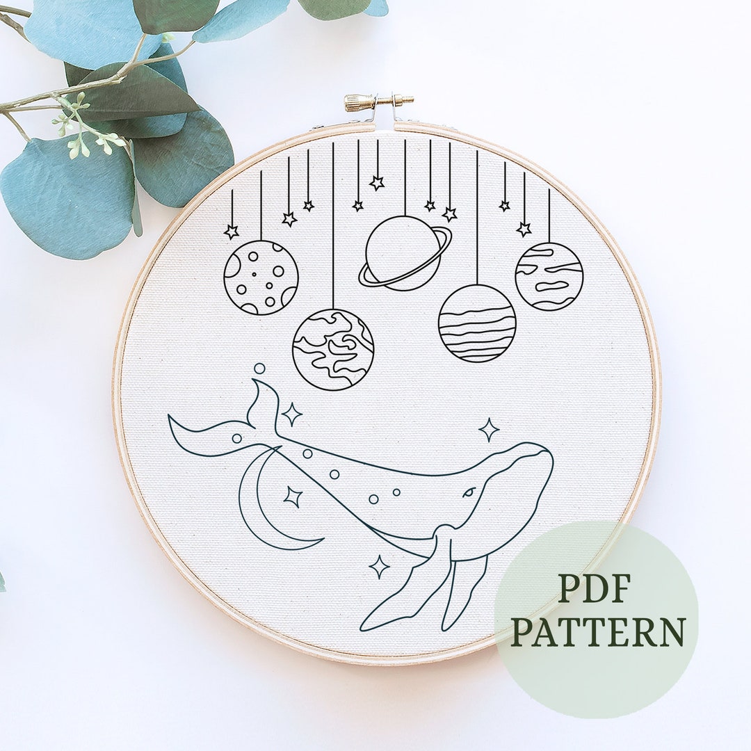 Galaxy Whale Embroidery Pattern: Celestial Space Design (digital ...