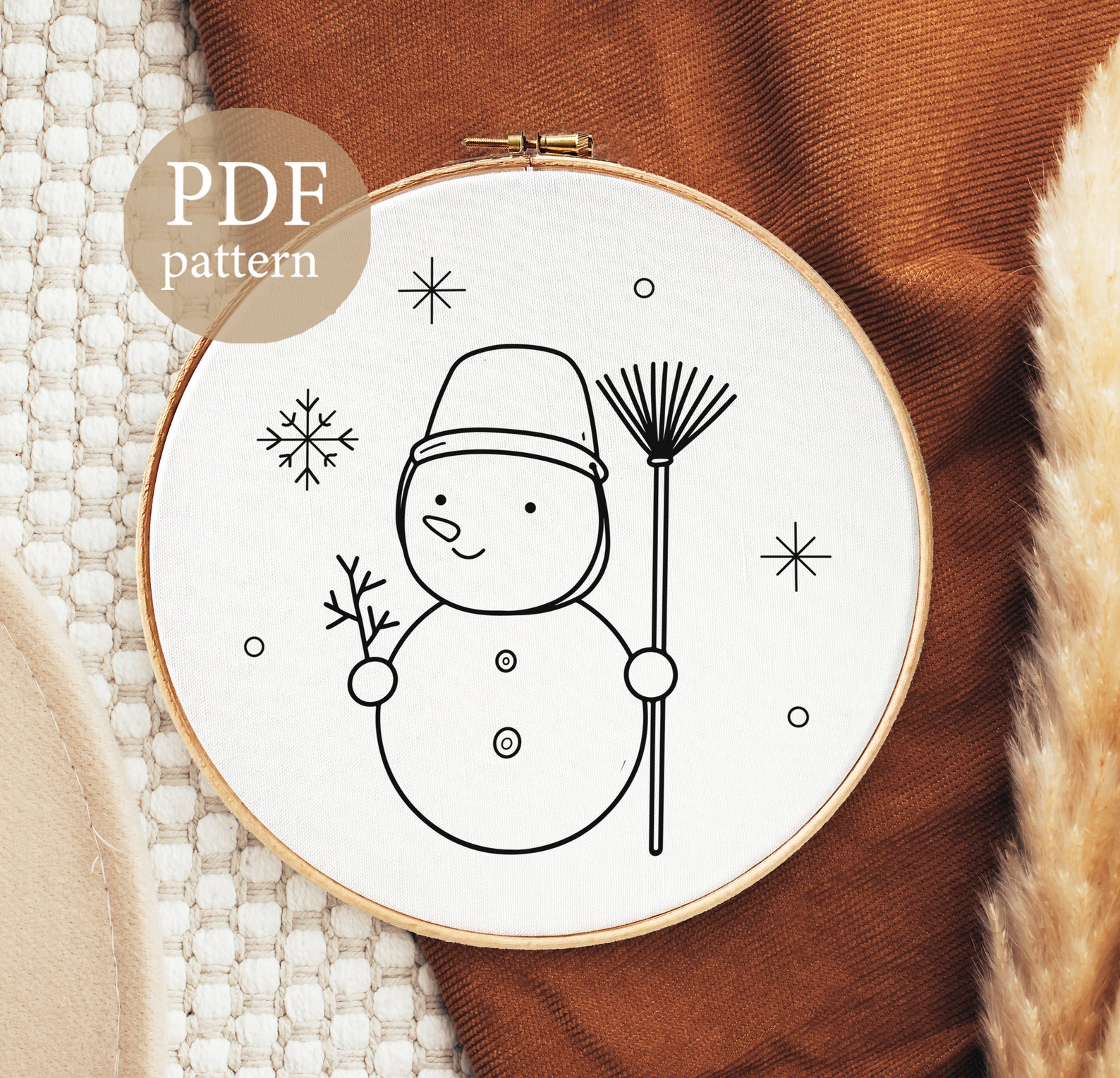 Snowman Embroidery Pattern: Christmas DIY Design (PDF Pattern) - Etsy