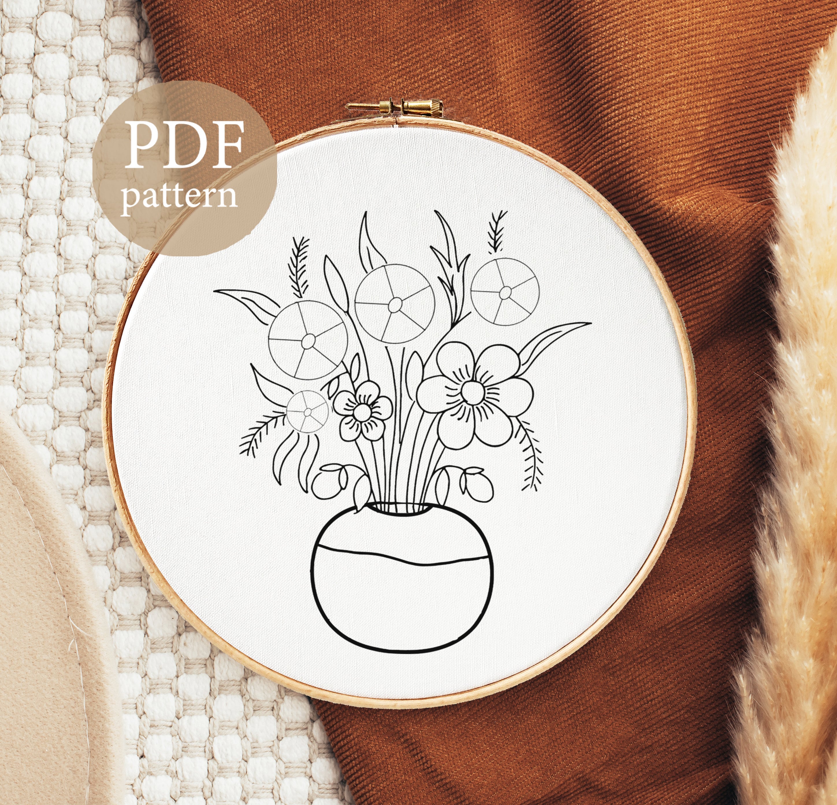Woven Chain Rose Hand Embroidery Pattern bouquet - Etsy