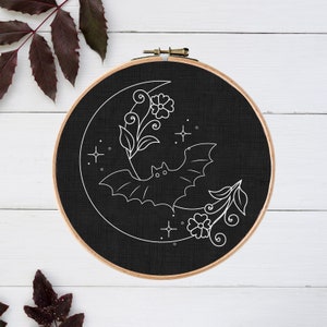 Bats Embroidery Pattern, Spooky Embroidery Art, Gothic Embroidery Design, Goth Embroidery ...