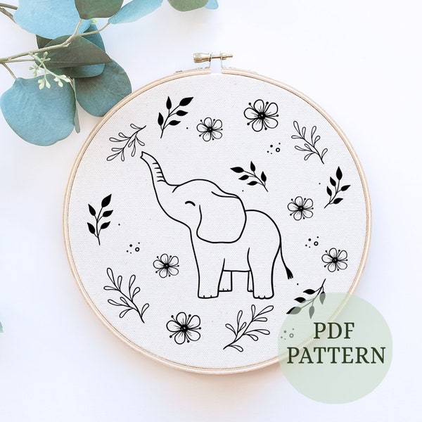 Elephant Embroidery - Etsy