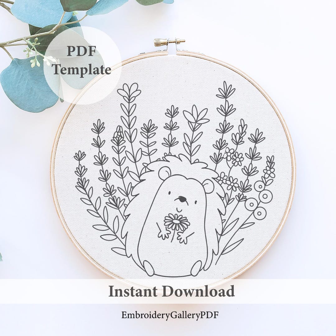Baby Hedgehog Hand Embroidery Pattern: DIY Woodland Animals (PDF) - Etsy