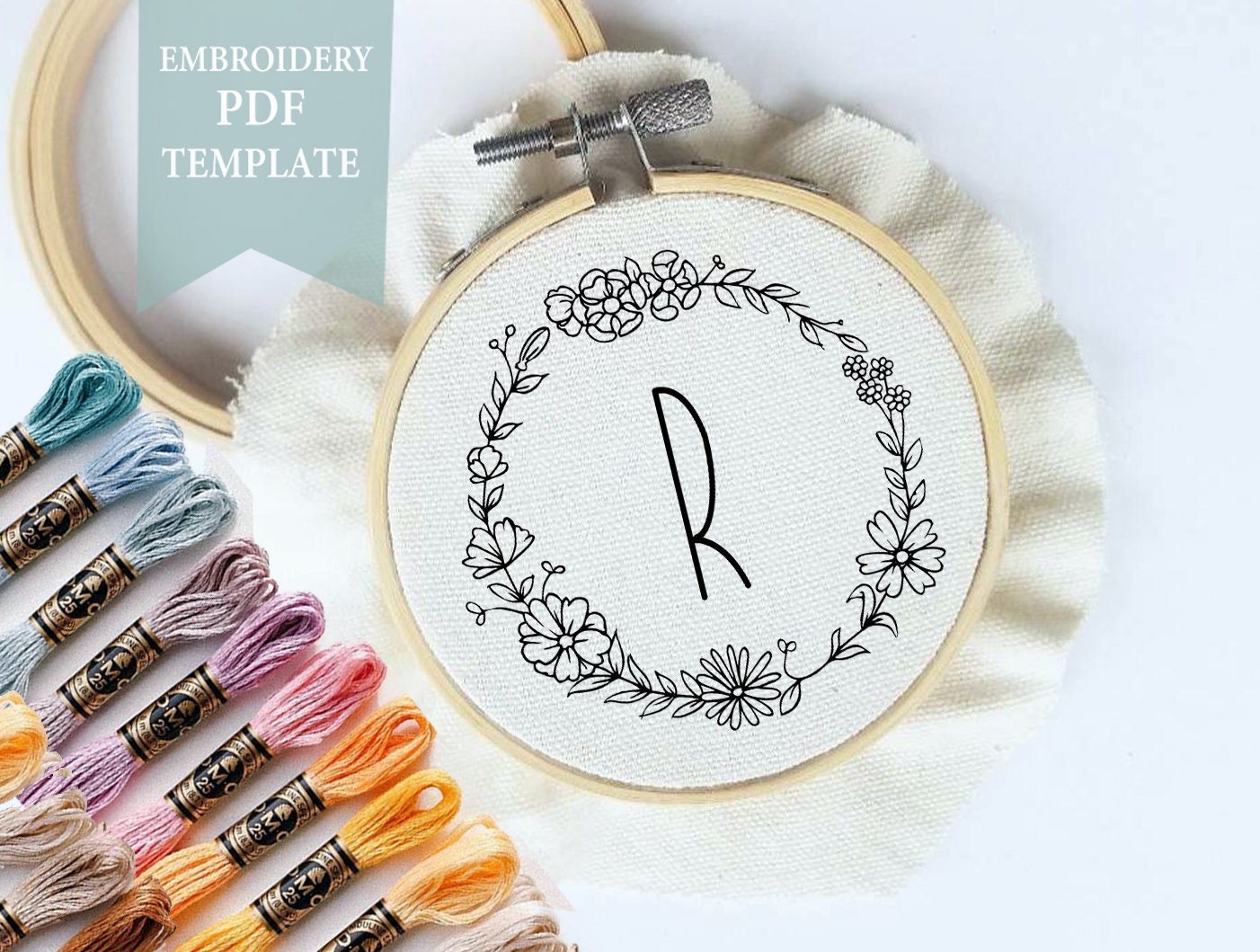 Alphabet Monogram Hand Embroidery Pattern Pdf Sun and Moon - Etsy