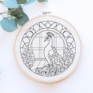 Peacock Floral Hand Embroidery Pattern: Beginner Craft (digital ...