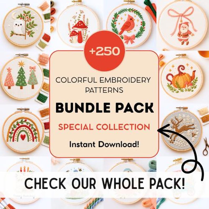 Santa Hand Embroidery Pattern: Christmas Decor, Instant Download ...