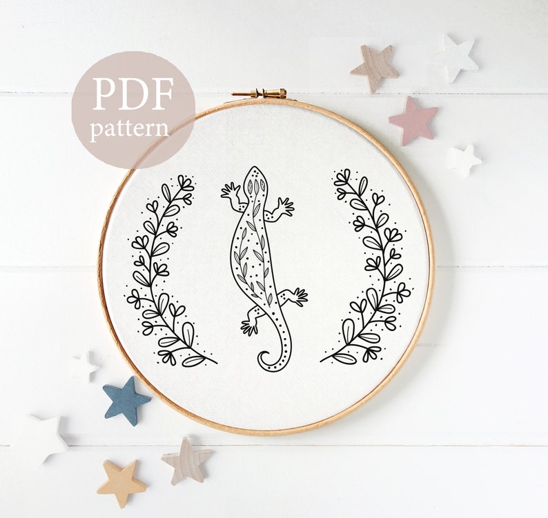 Lazy Lizards PDF Embroidery Pattern Instant Download Hand - Etsy