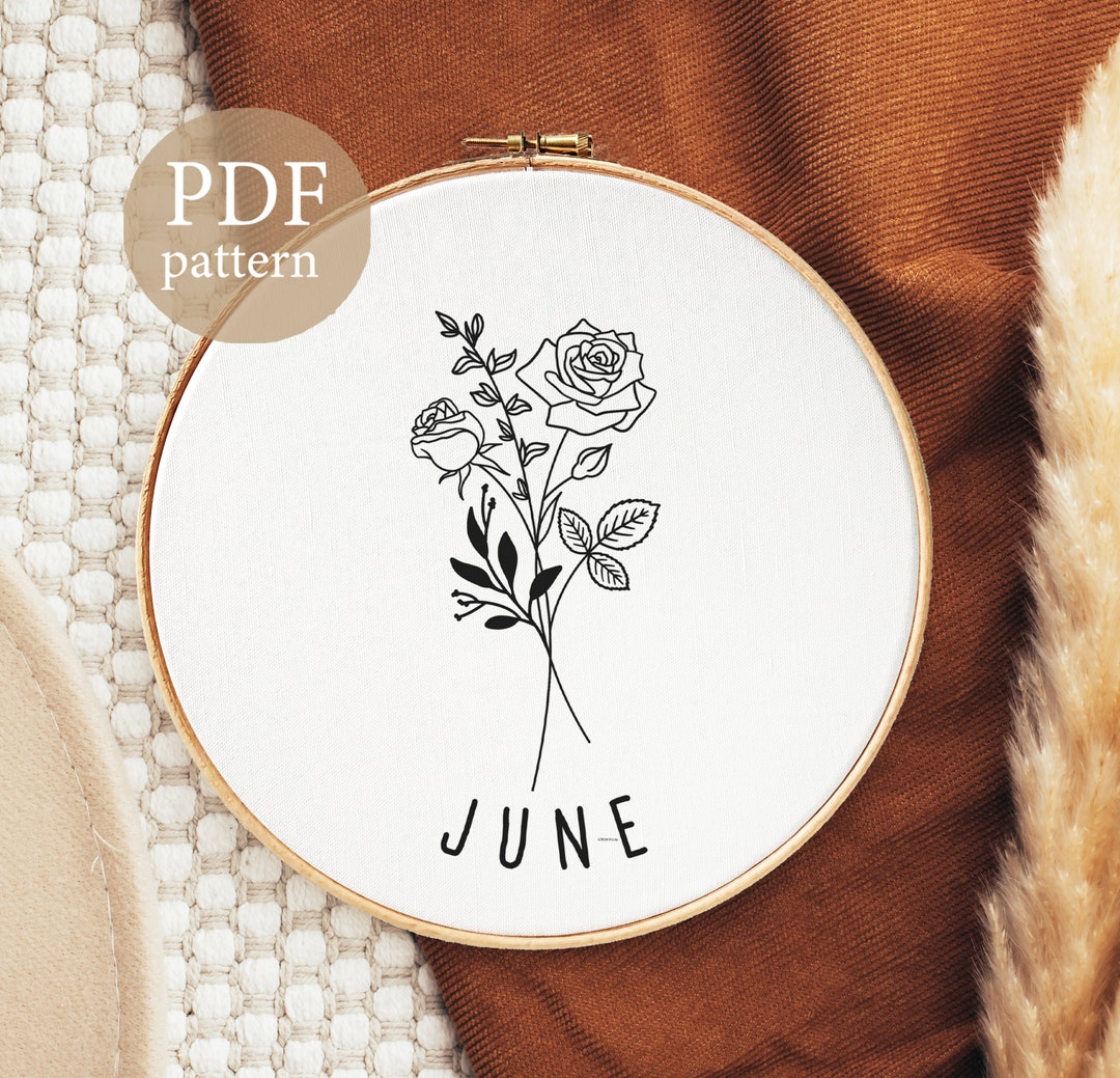 Birth Flower Embroidery Birth Flower Embroidery Birth Month - Etsy