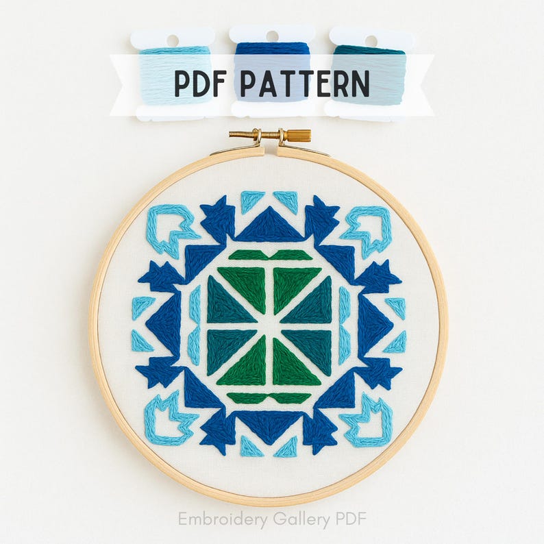DIY Quilt Hand Embroidery Pattern: Geometric Mandala Motif (PDF Pattern ...
