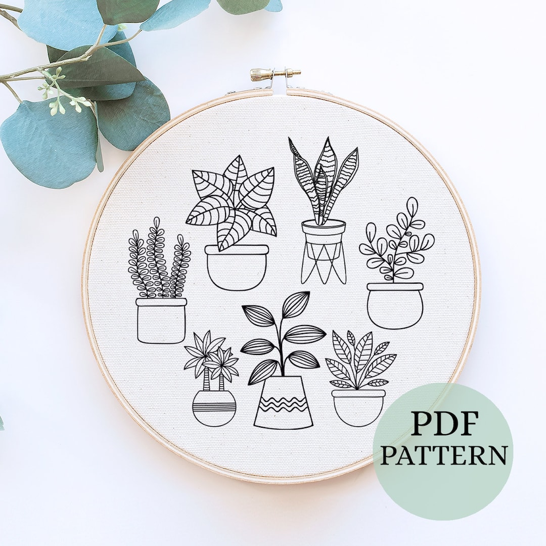 Plants Embroidery Pattern PDF, Beginner Embroidery Pattern, Modern ...