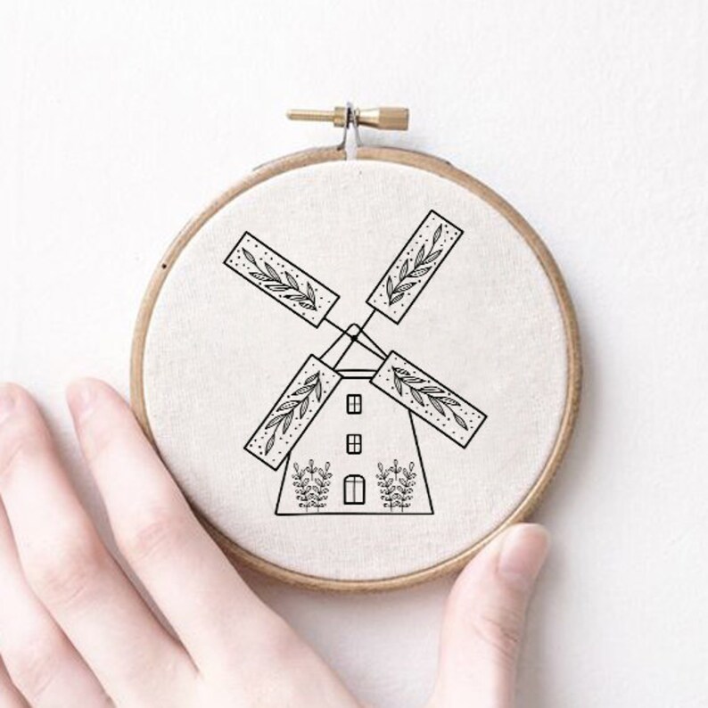 Hand Embroidery Wind Mill Embroidery Pattern Printable PDF - Etsy